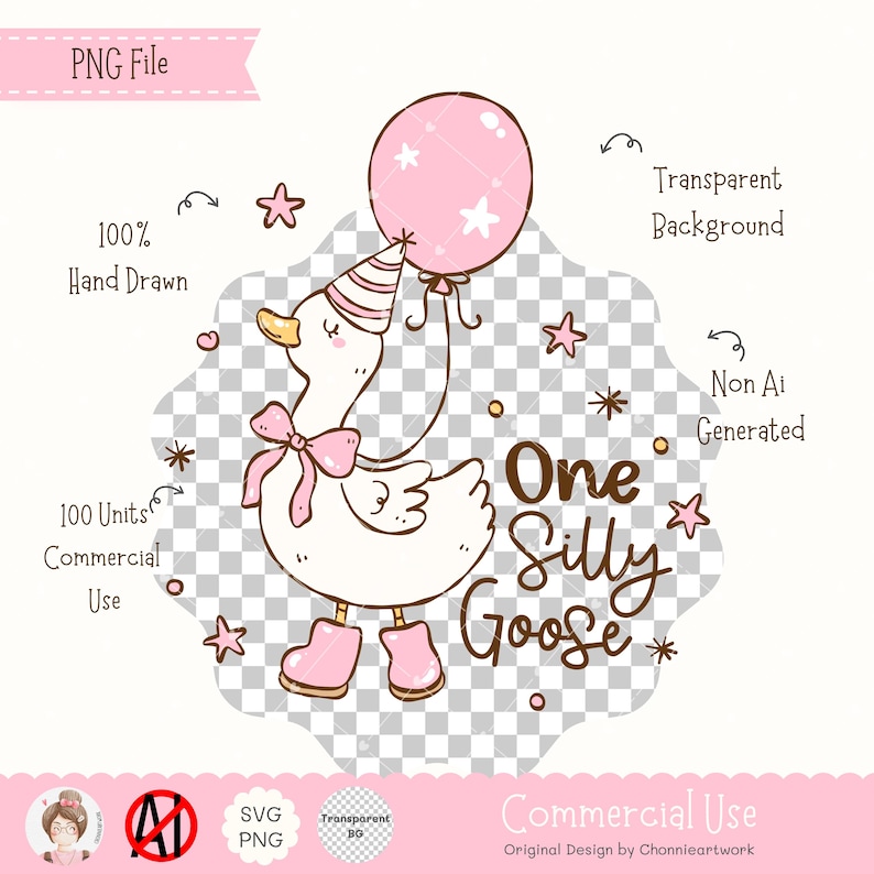 One Silly Goose SVG PNG EPS – Cute Birthday Goose Clipart, Whimsical ...