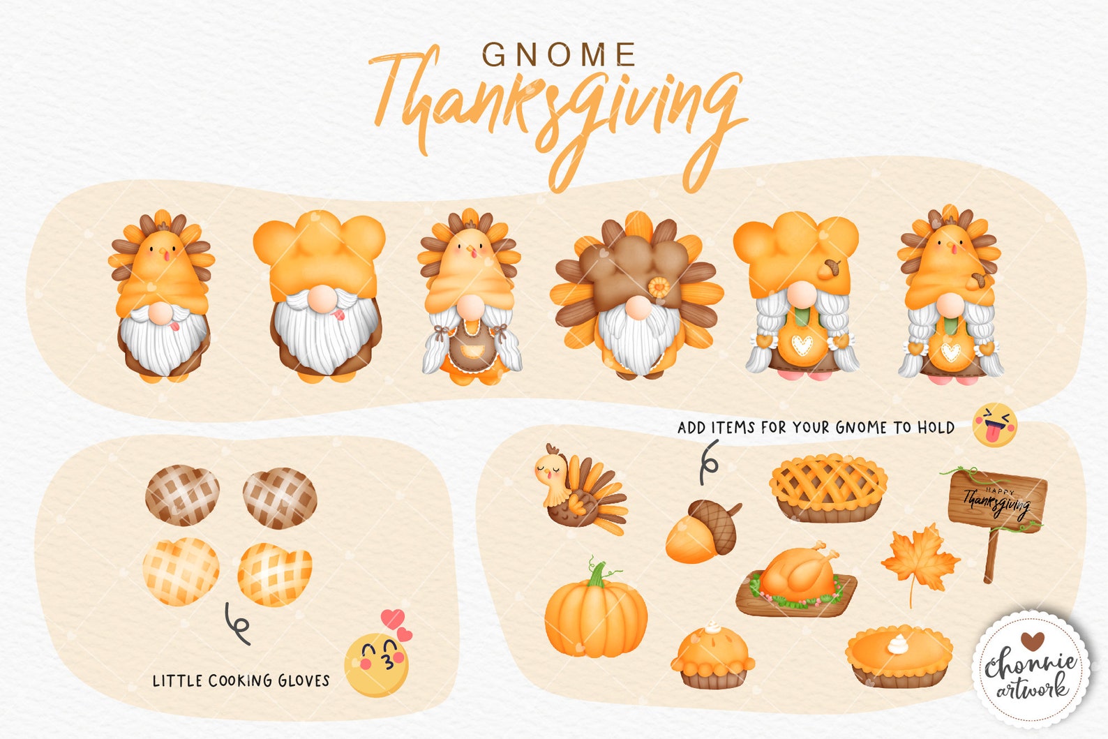 Watercolor Thanksgiving Gnome Clipart Turkey Gnome Clipart - Etsy