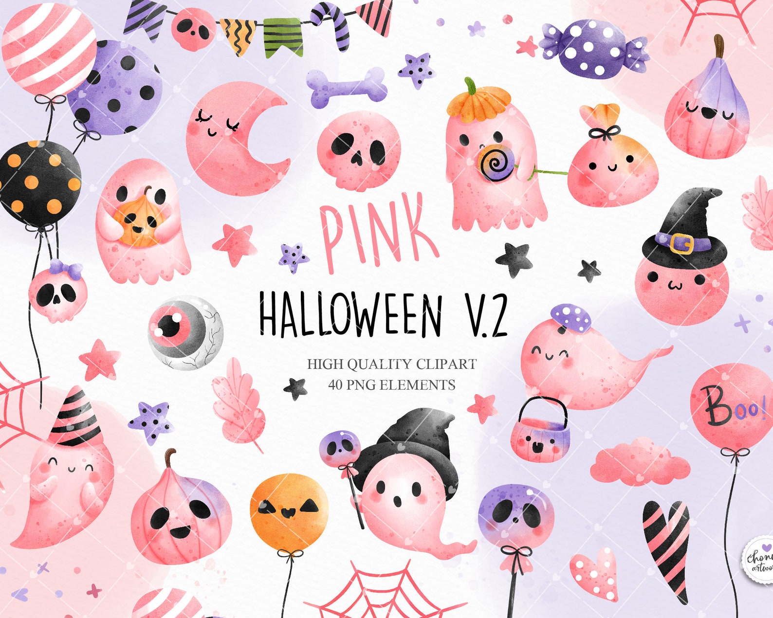 Pink Halloween Clipart Halloween Clipart Pink Ghost Clipart - Etsy