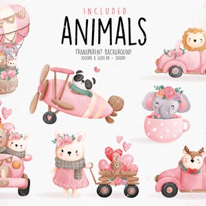 Valentine Woodland Animals Clipart, Valentine Clipart, Watercolor ...