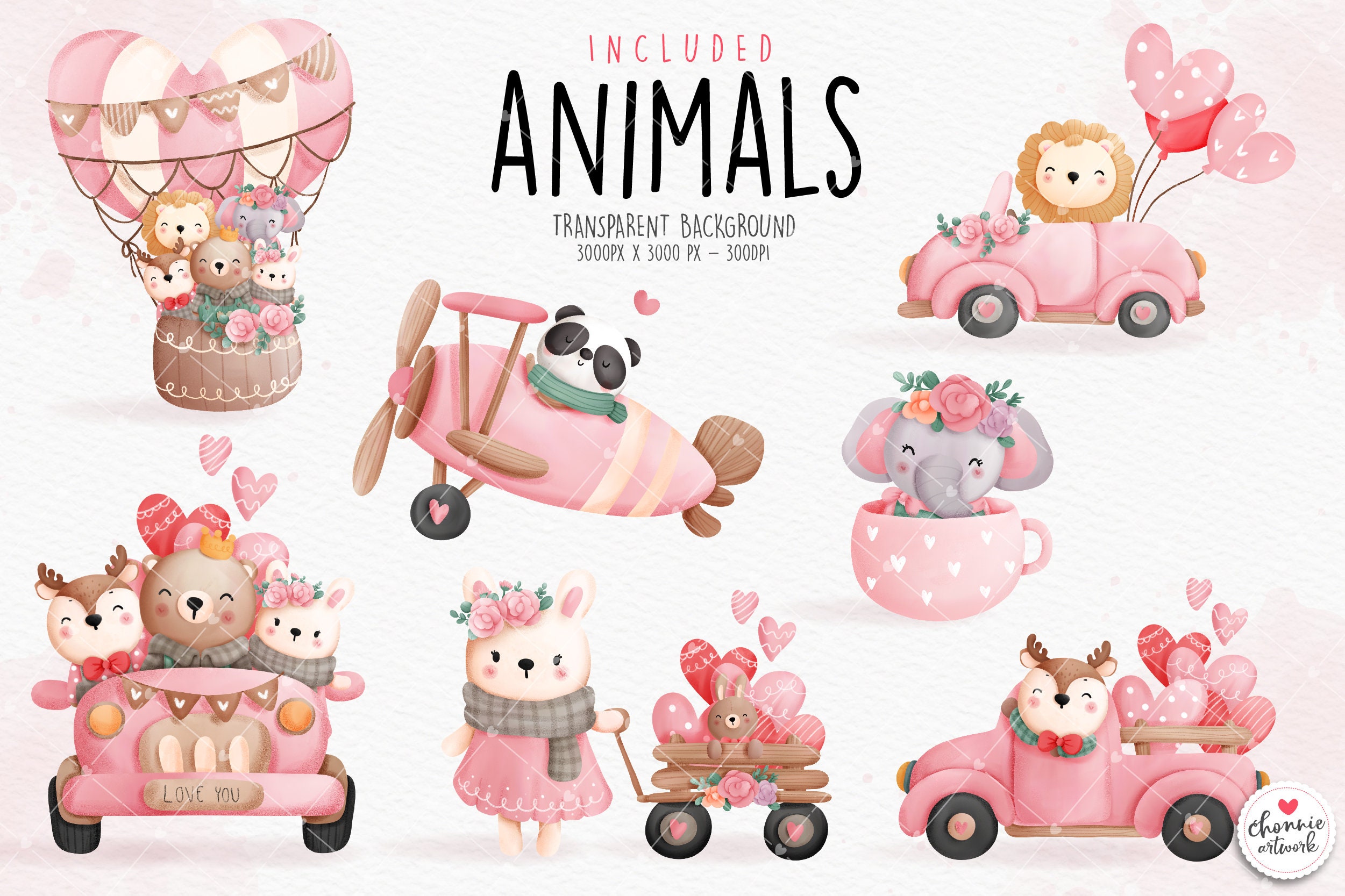 Valentine Woodland Animals Clipart Valentine Clipart - Etsy