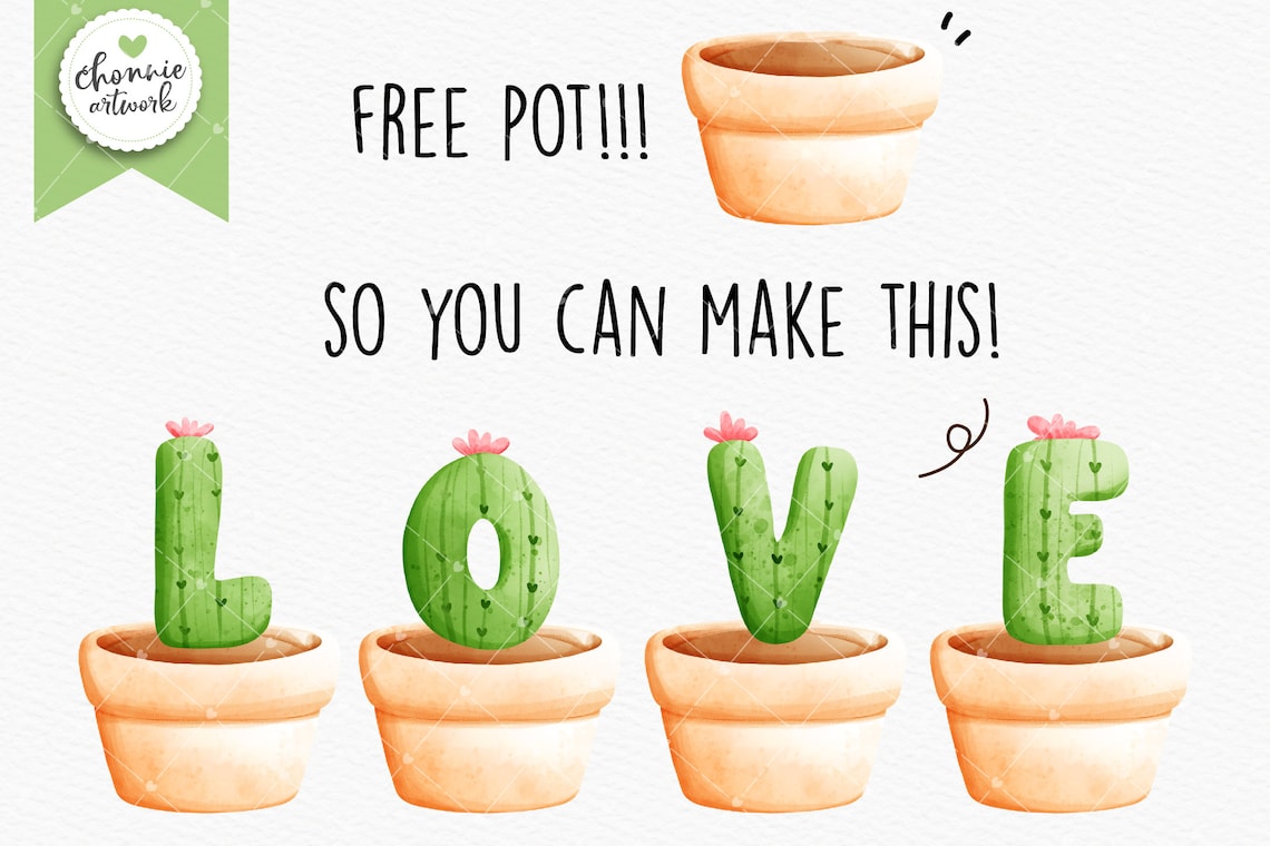 Cactus Alphabets and Numbers Clipart Cactus Alphabet | Etsy