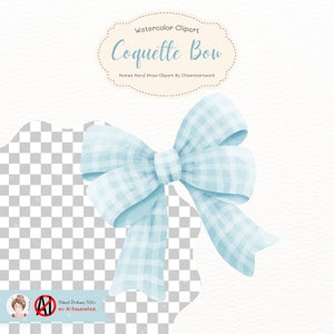 Watercolor Blue Coquette Ribbon Clipart Gift Bow Clipart Fashion ...