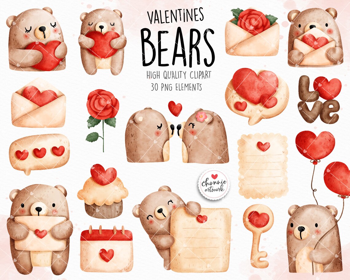 Valentine's Day Teddy Bear Teddy Bear Clipart Love - Etsy