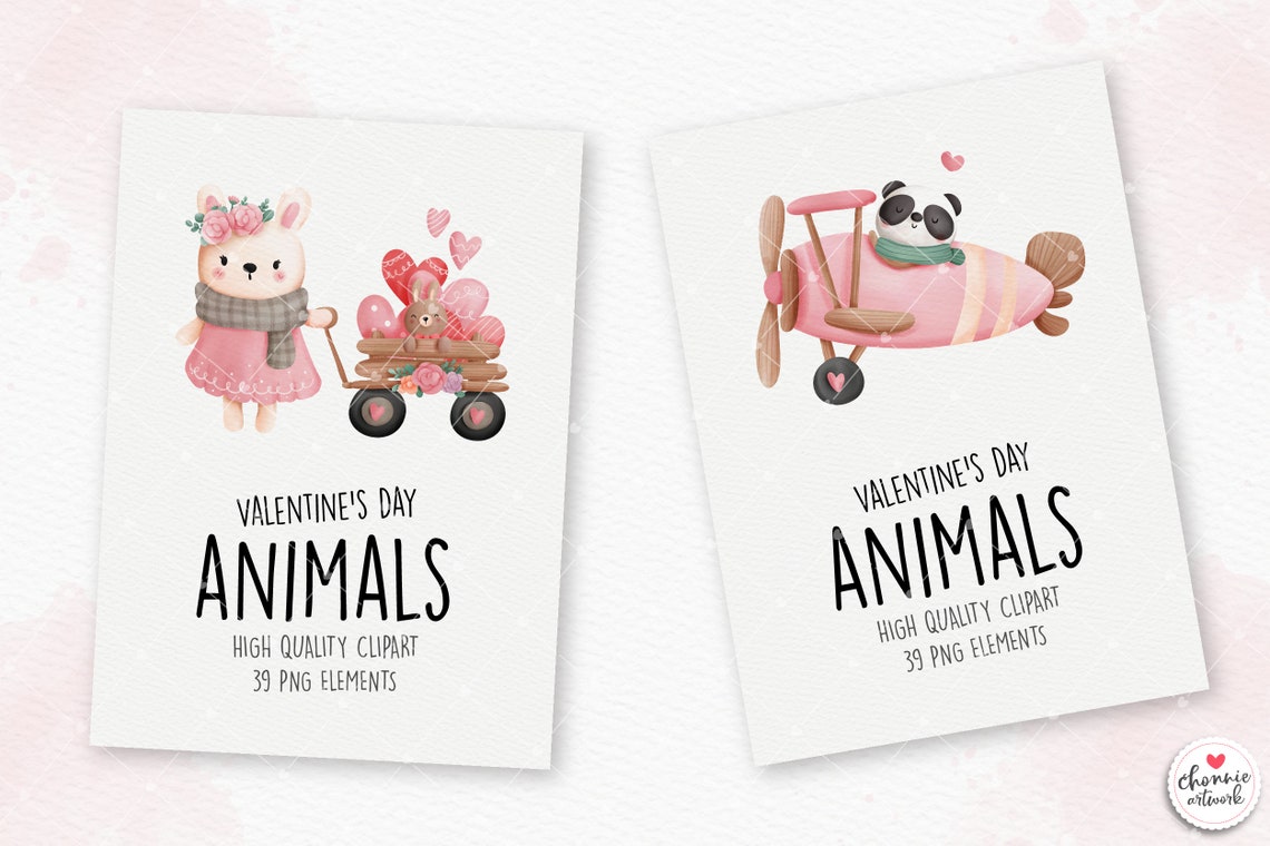 Valentine Woodland Animals Clipart Valentine Clipart - Etsy