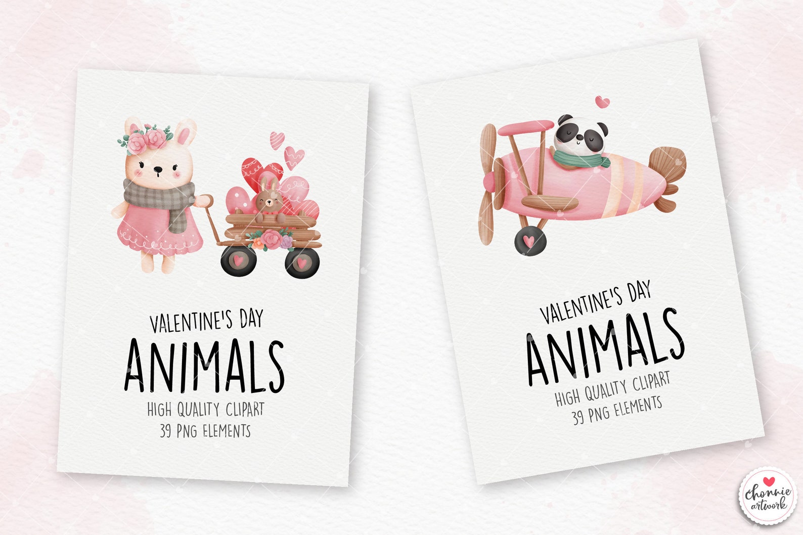Valentine Woodland Animals Clipart Valentine Clipart - Etsy