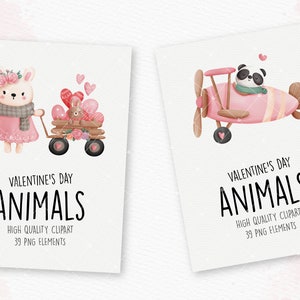 Valentine Woodland Animals Clipart, Valentine Clipart, Watercolor ...