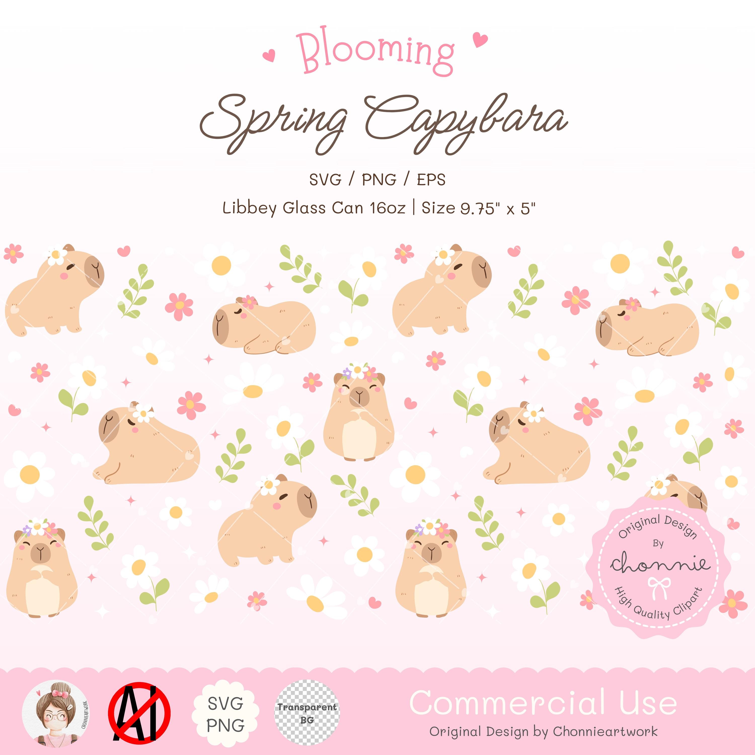 Daisy Capybara Glass Can Wrap, Cute Capybara Wrap, Animal Cup Wrap ...