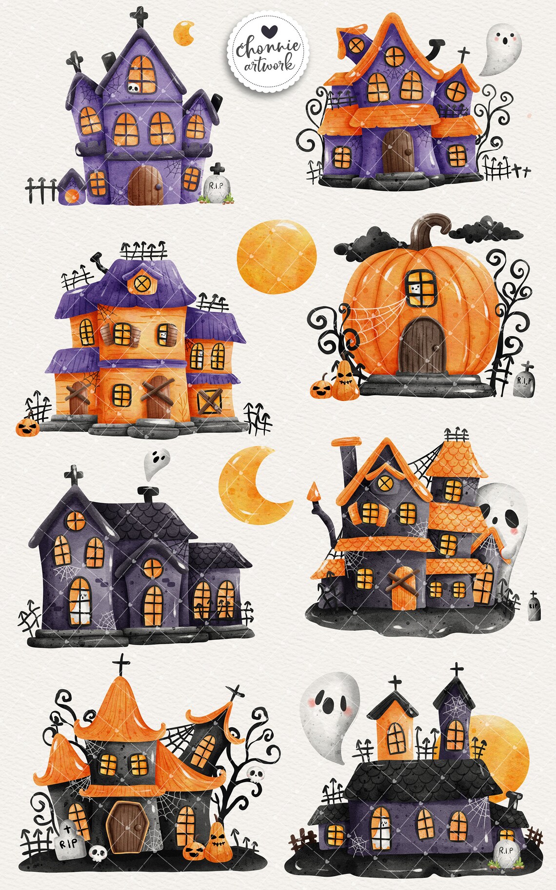 Halloween Clipart Haunted House Clipart Tricks or Treats - Etsy