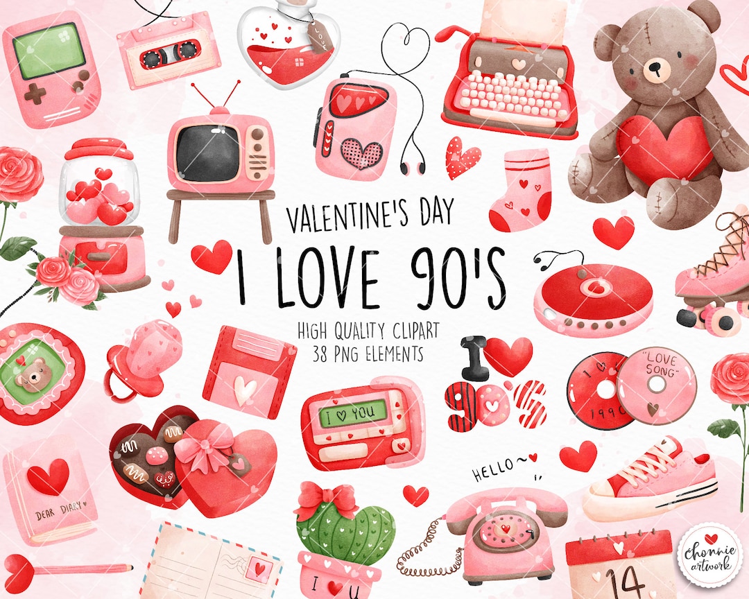 90's Valentines Clipart 90's Clipart Valentines Day - Etsy