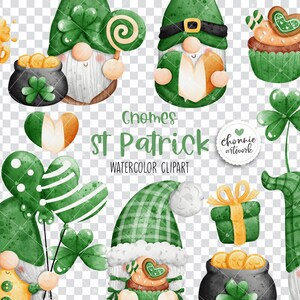 Watercolor St Patricks Gnomes Clipart Gnome St Patrick - Etsy
