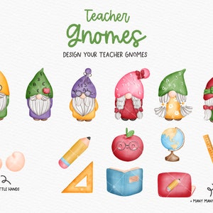 Watercolor Teacher Gnome Clipart, Gnomes Teacher PNG, Back to School ...