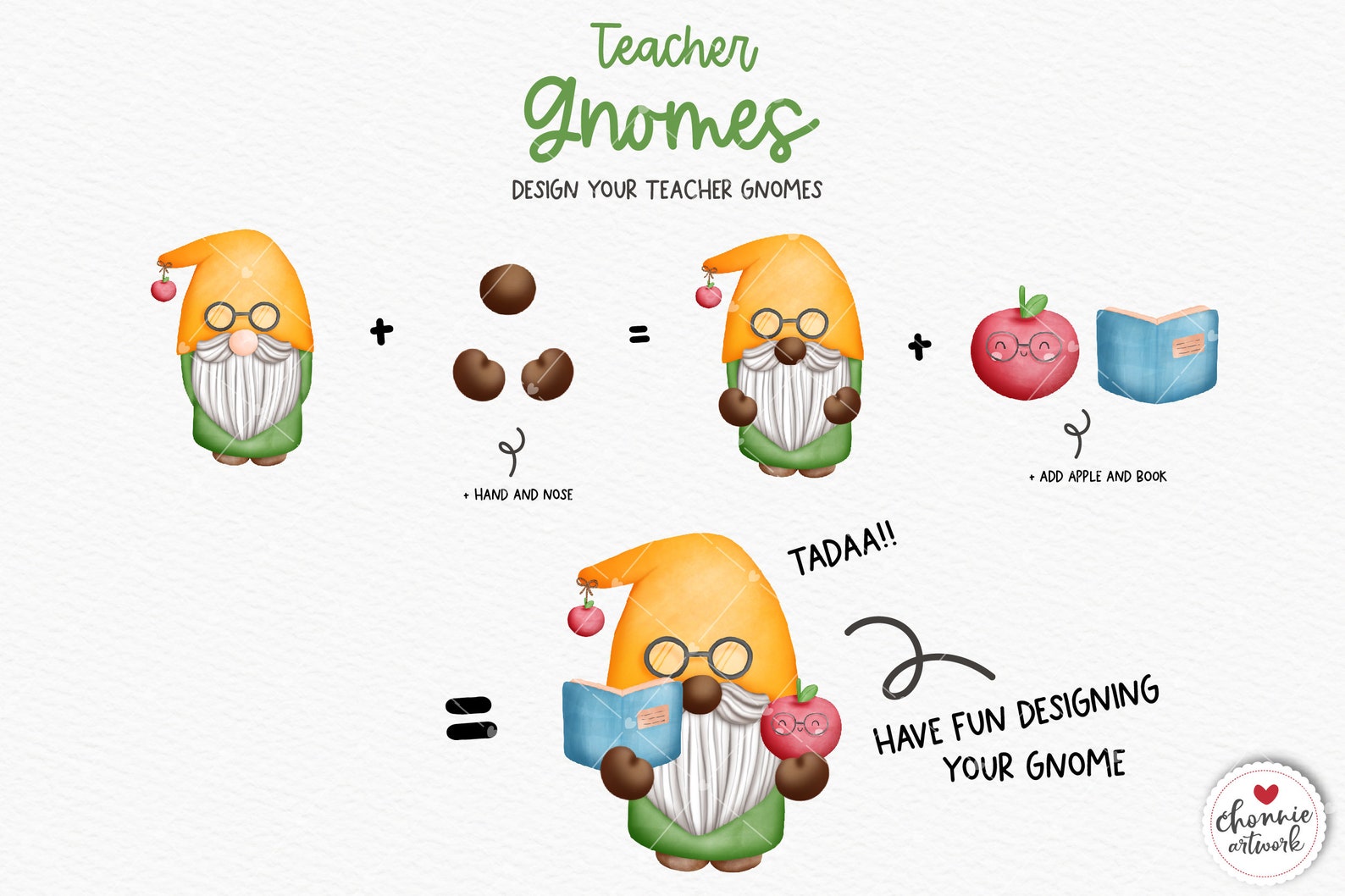 Watercolor Teacher Gnome Clipart, Gnomes Teacher PNG, Back to School ...