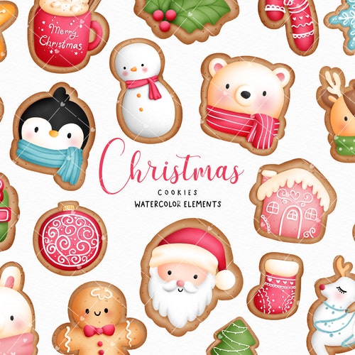 Watercolor Christmas Cookies Clipart. Christmas Gingerbread - Etsy