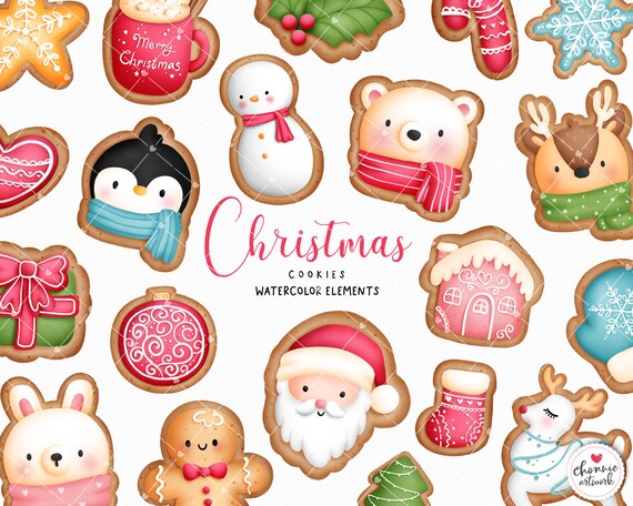 Watercolor Christmas Cookies Clipart. Christmas Gingerbread - Etsy