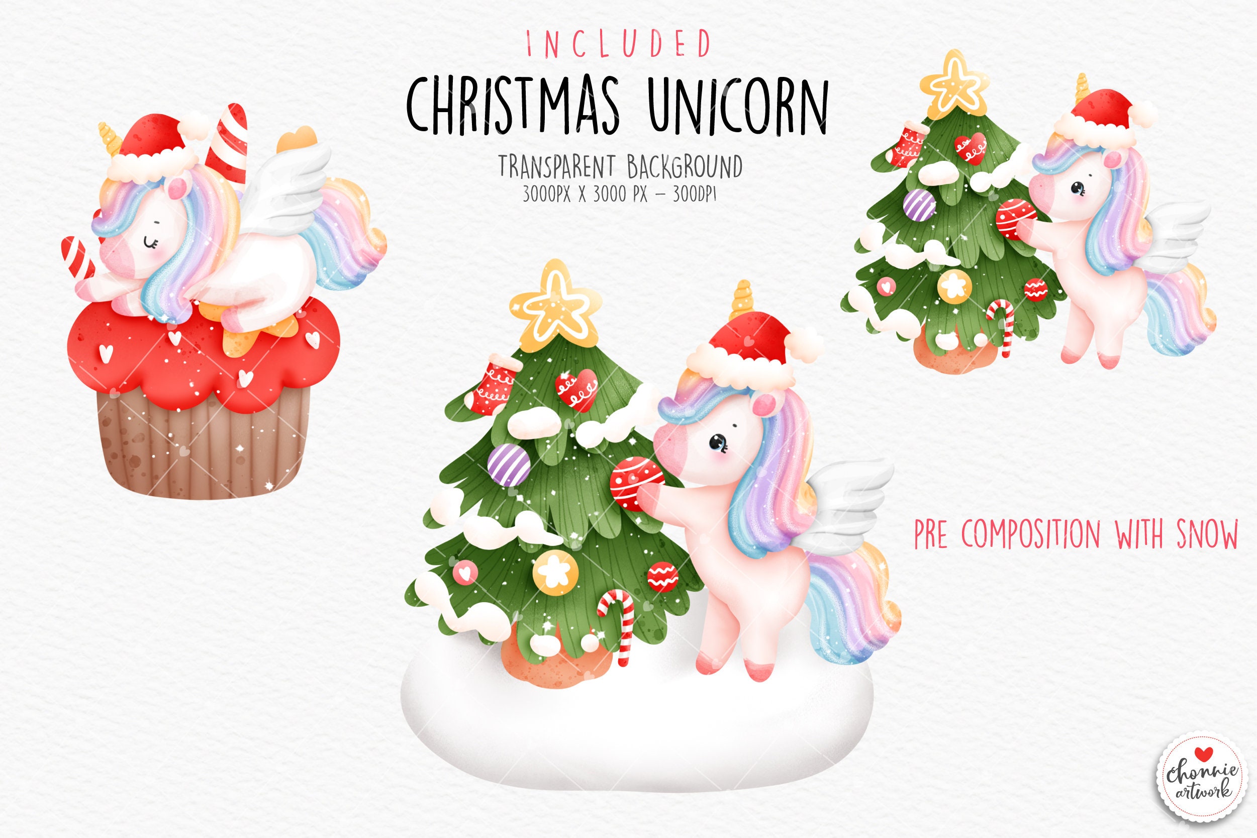 Christmas Unicorn Clipart Christmas Clipart Unicorn Clipart - Etsy