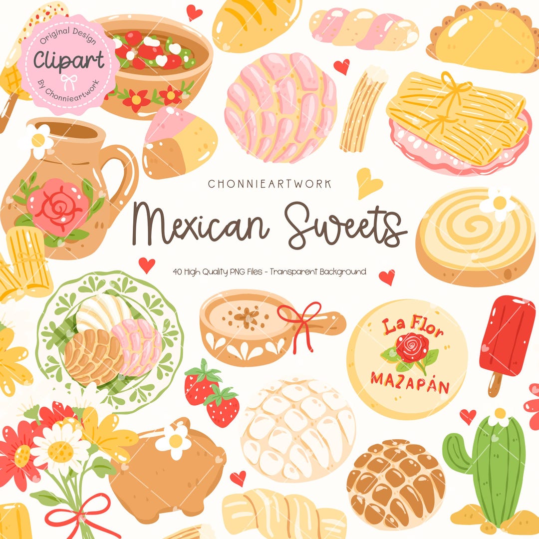 Mexican Sweets PNG SVG Clipart Set, Cute Traditional Mexican Dessert ...