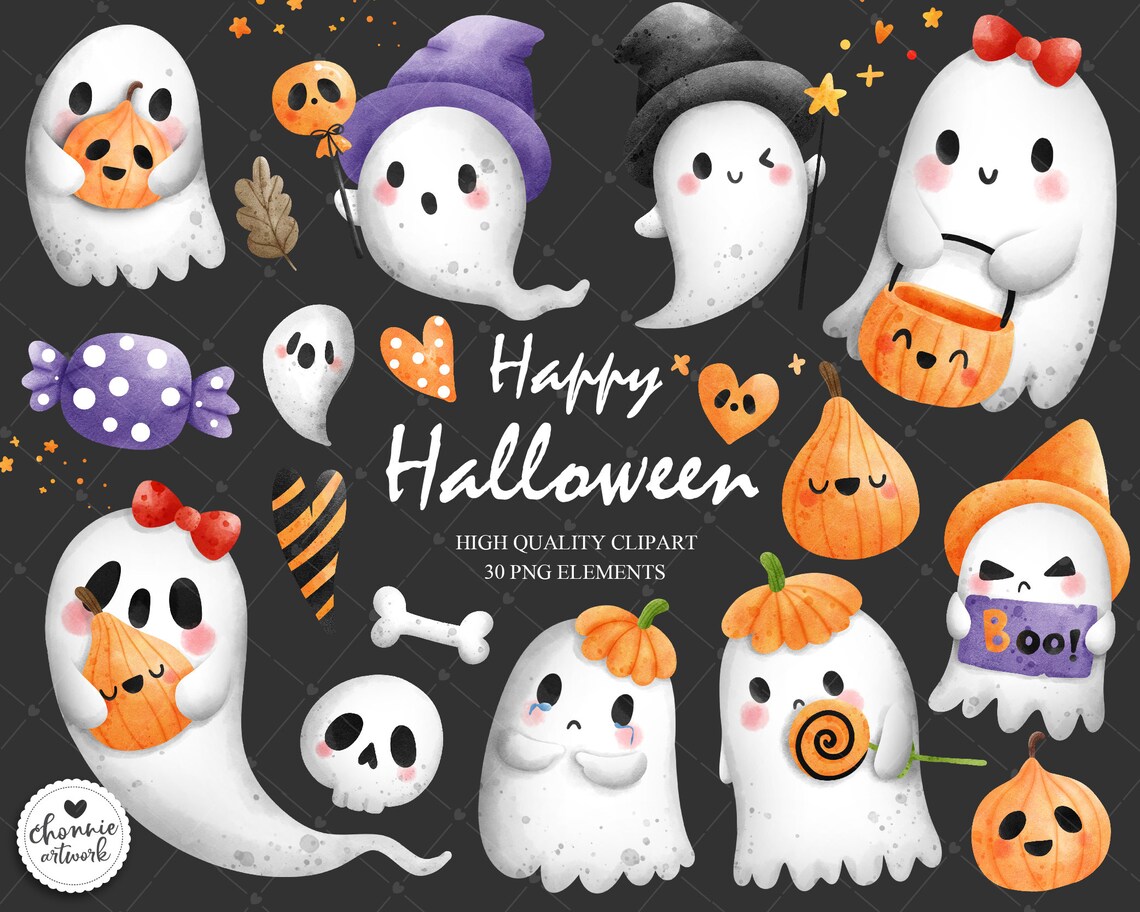 Ghost Clipart Cute Ghost Clipart Halloween Clipart Cute - Etsy