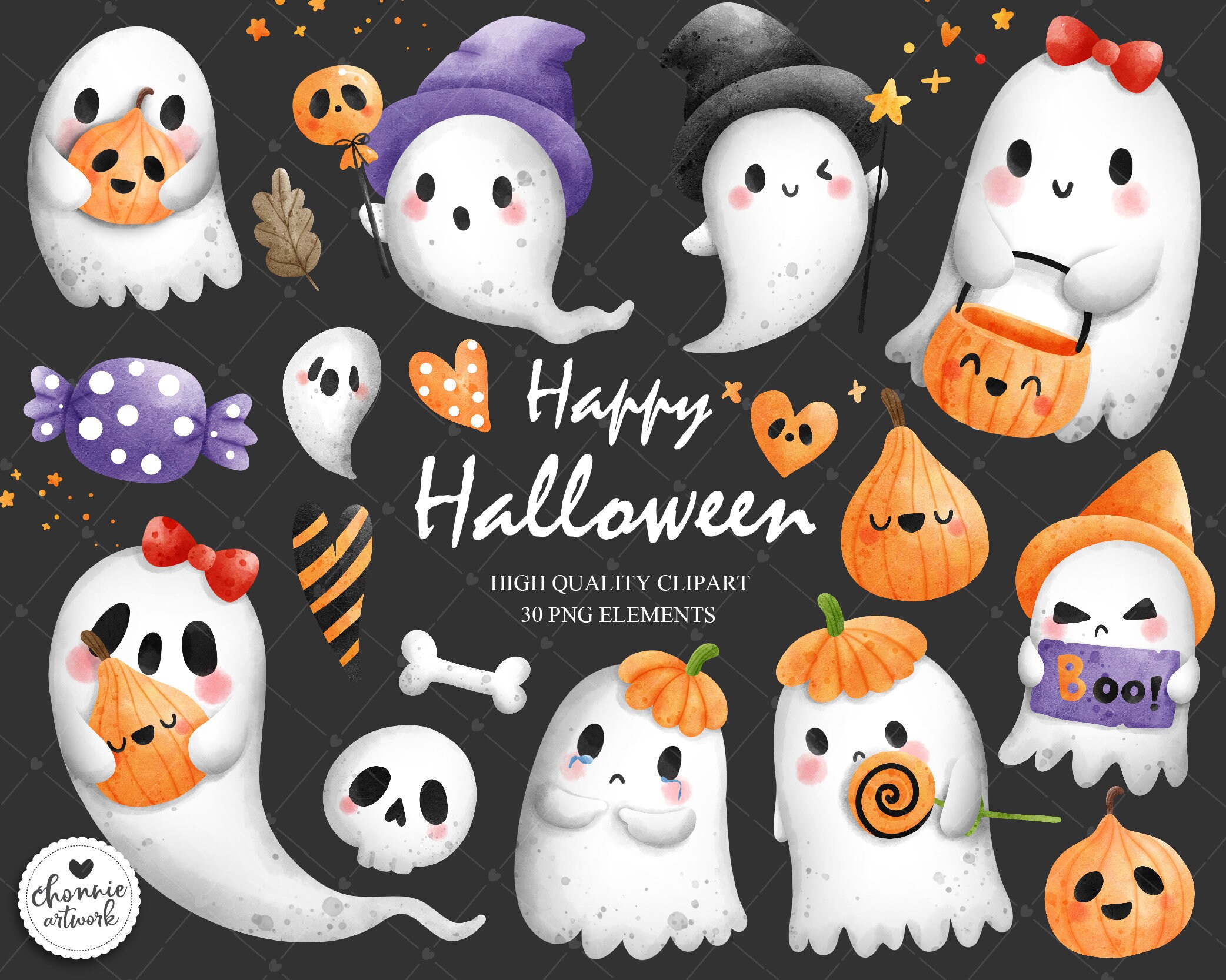 Ghost Clipart Cute Ghost Clipart Halloween Clipart Cute - Etsy UK
