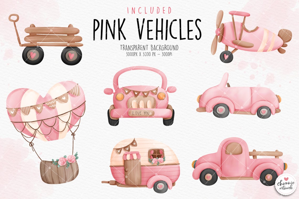 Valentine's Vehicles Clipart Valentine's Day Clipart - Etsy