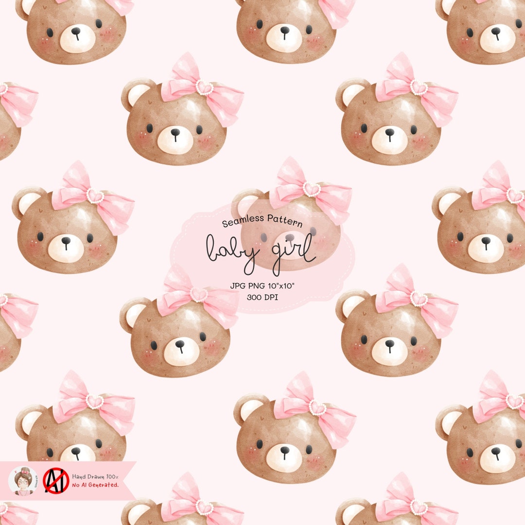 Coquette Teddy Bear Seamless Patterns, Teddy Bear Pattern, Teddy Bear ...