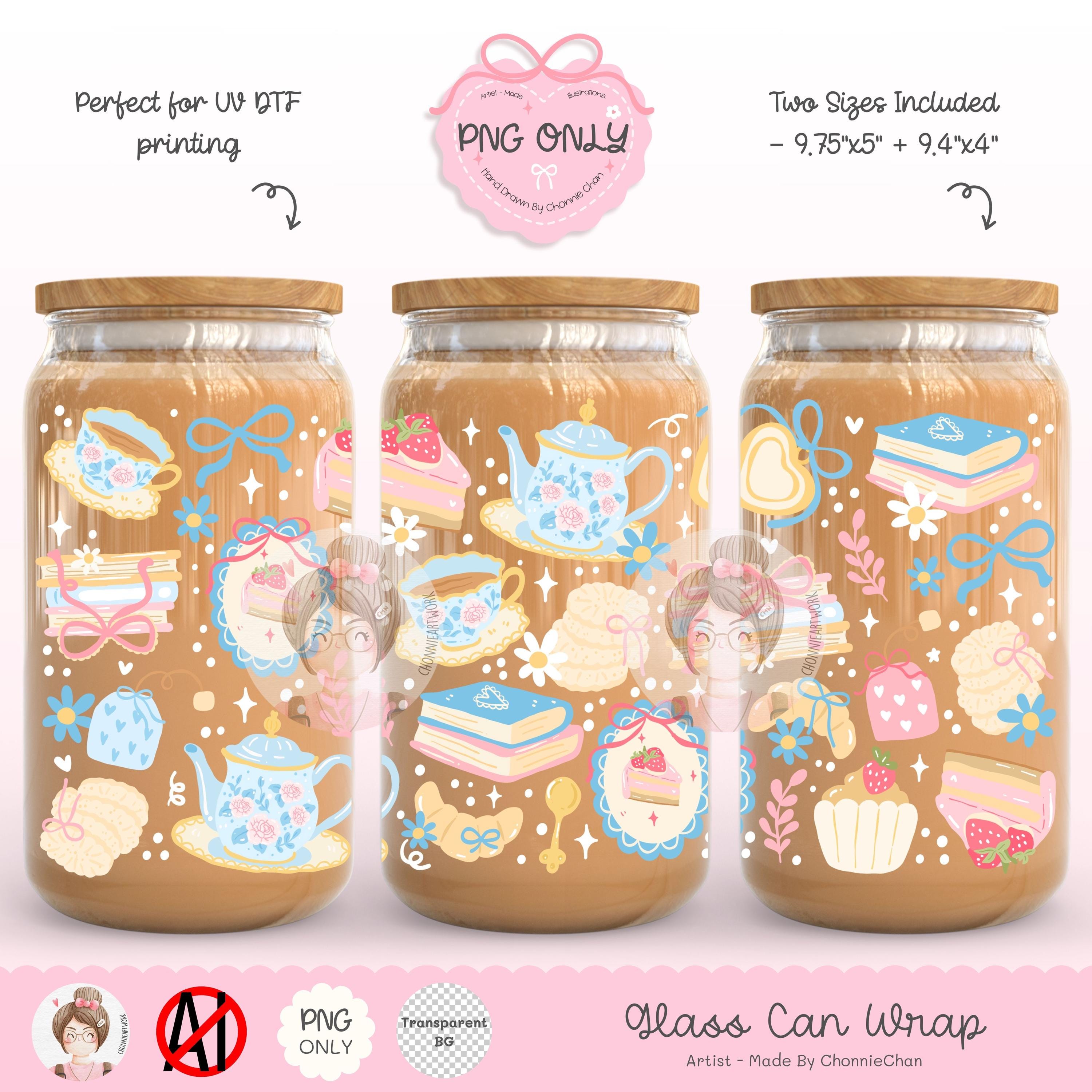 Cottagecore Tea Party Glass Can Wrap, Afternoon Tea Floral Cup Wrap ...