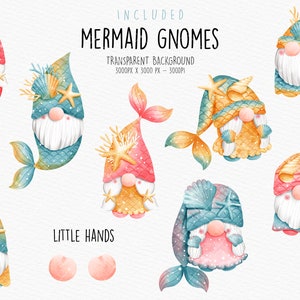 Gnome Mermaid Clipart, Mermaid Clipart, Gnome Clipart, Mermaid Gnome ...