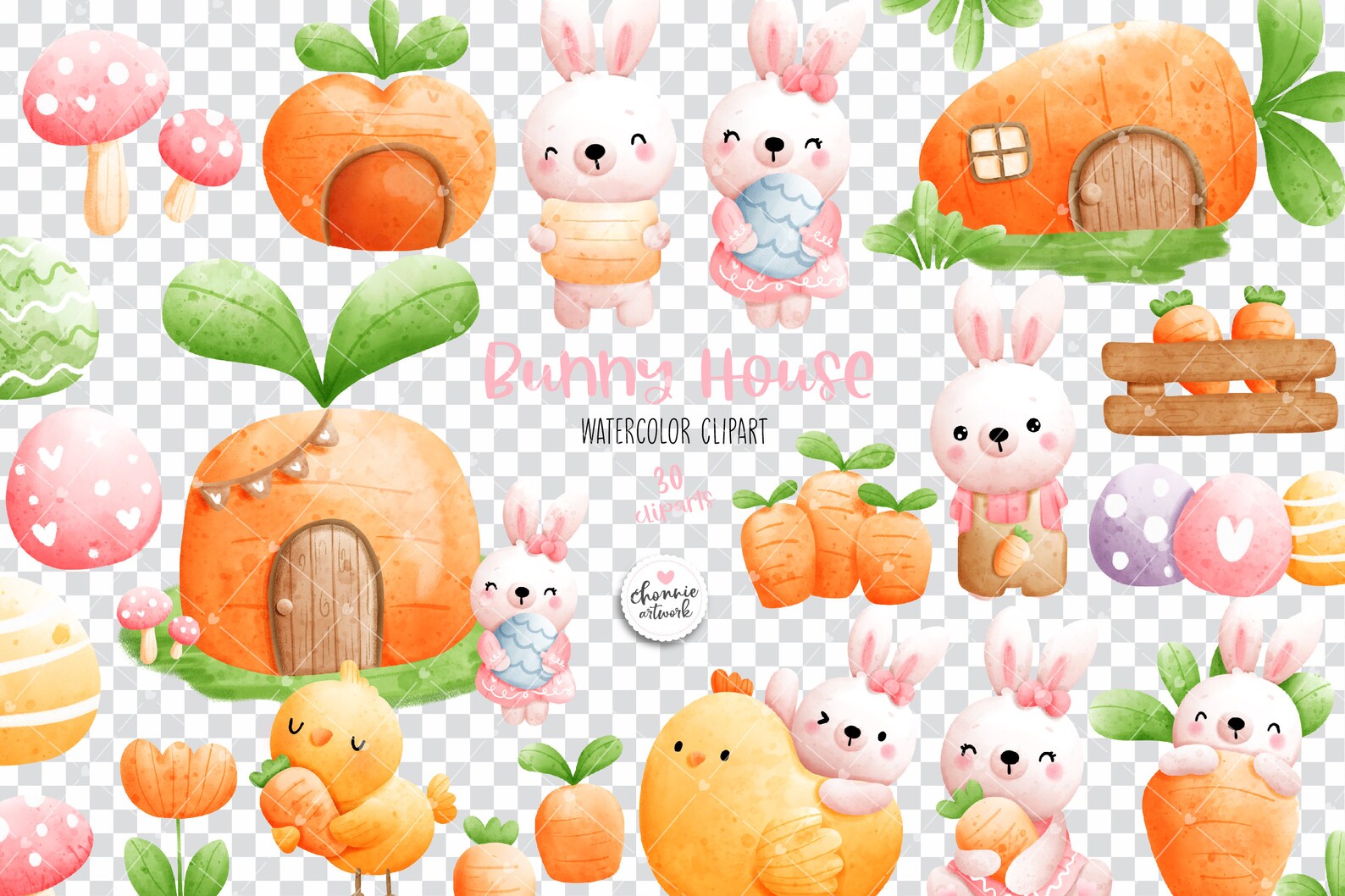 Easter Bunny House Clipart Easter Rabbit Clipart Rabbit - Etsy