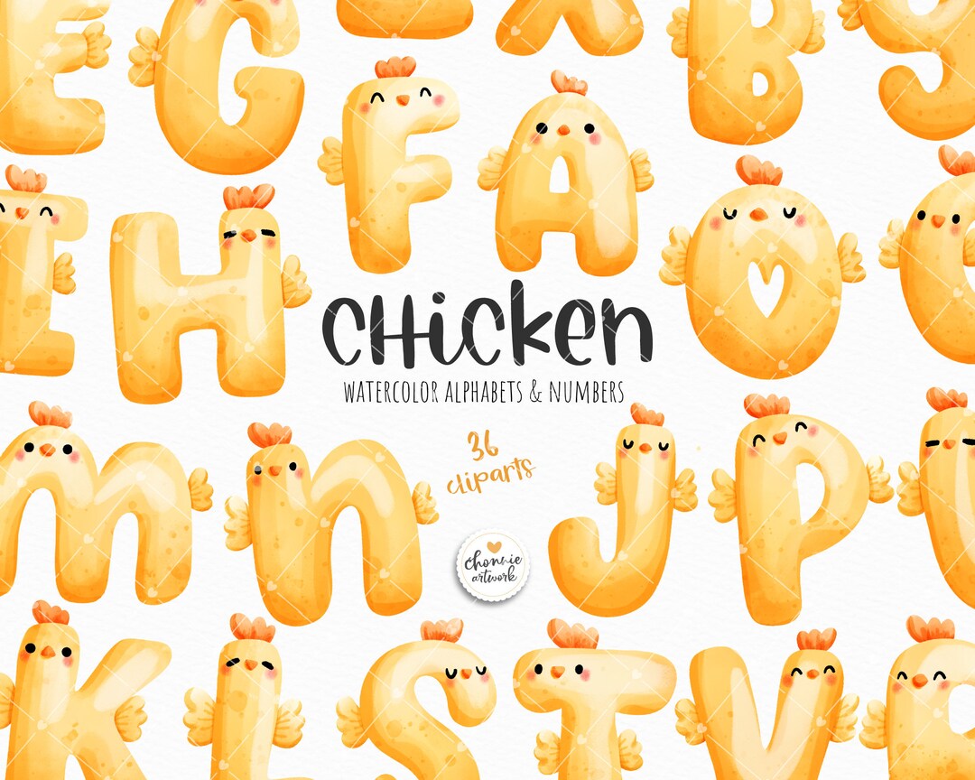 Chicken Alphabet, Chicken Font, Easter Chicken Alphabet, Easter ...