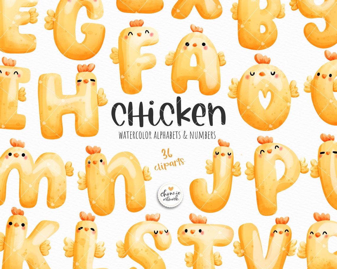 Chicken Alphabet Chicken Font Easter Chicken Alphabet - Etsy