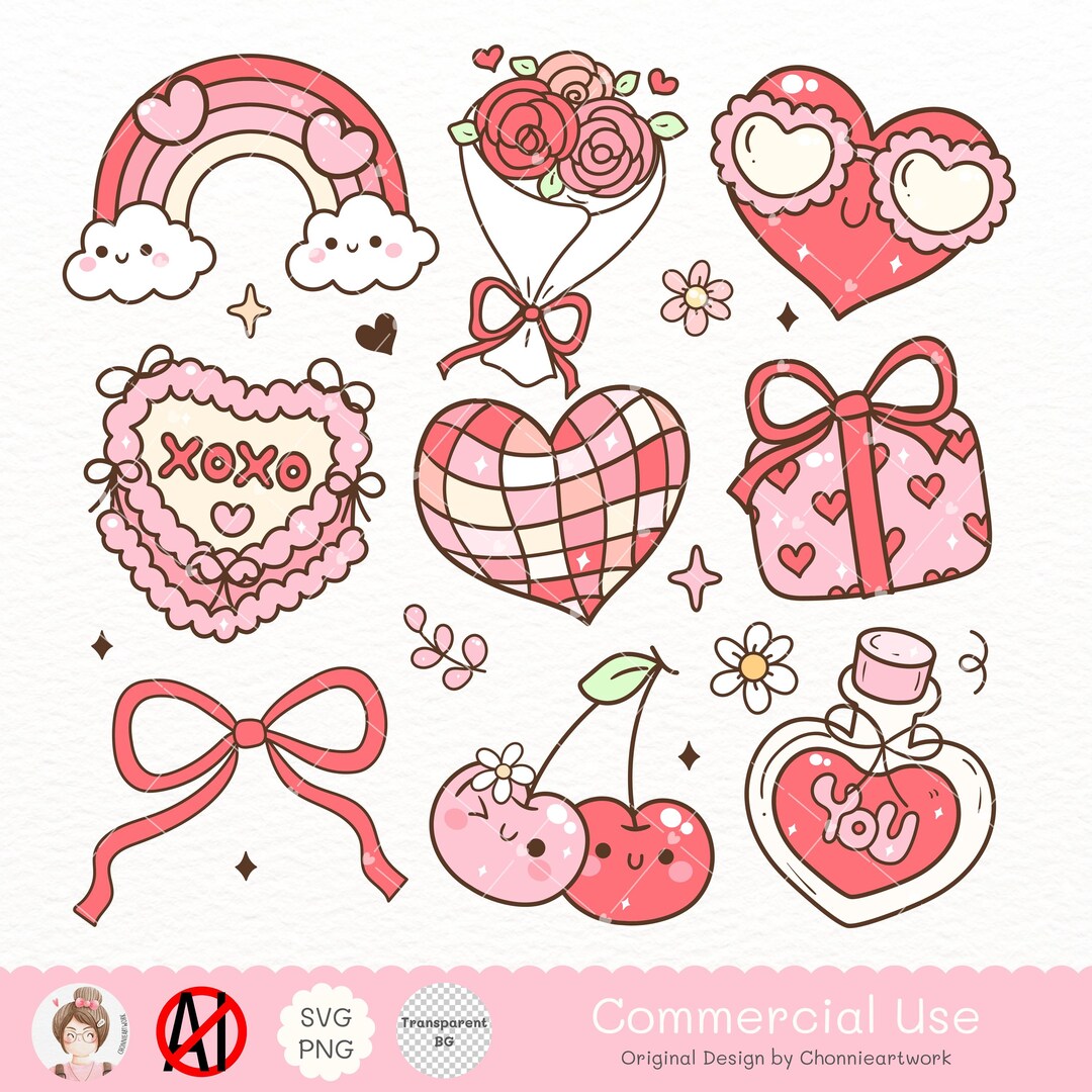 Groovy Valentine's Day Clipart SVG PNG| Groovy Valentine Clipart ...