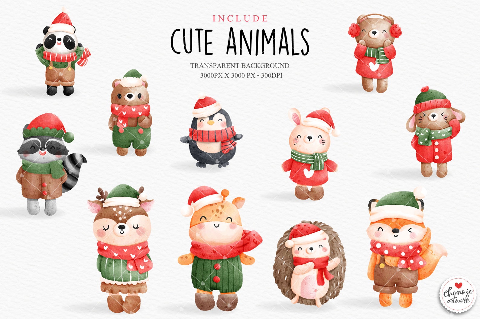 Christmas Animal Clipart Christmas Woodland Clipart - Etsy