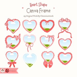 Red Heart Shape Canva Frame Template, Canva Drag & Drop Frame, Valentine Canva Frame,canva ...