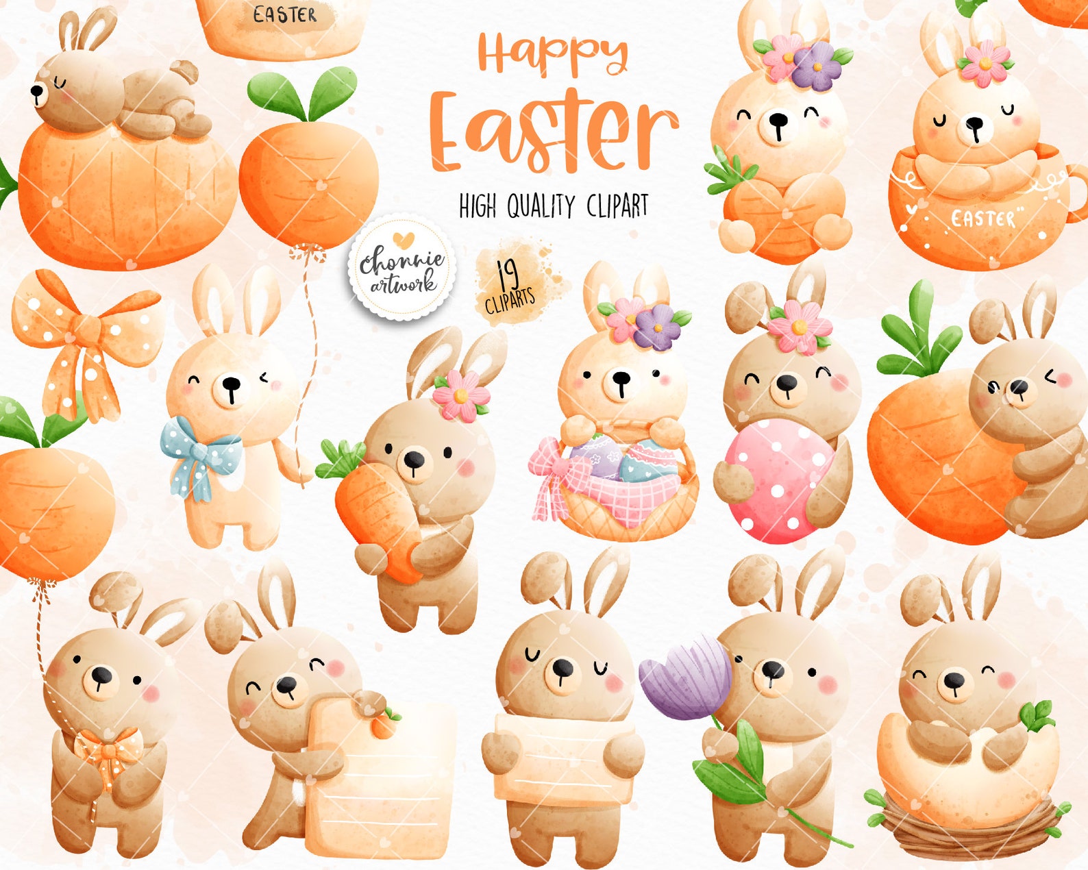 Easter Clipart Easter Rabbit Clipart Rabbit Clipart Easter | Etsy