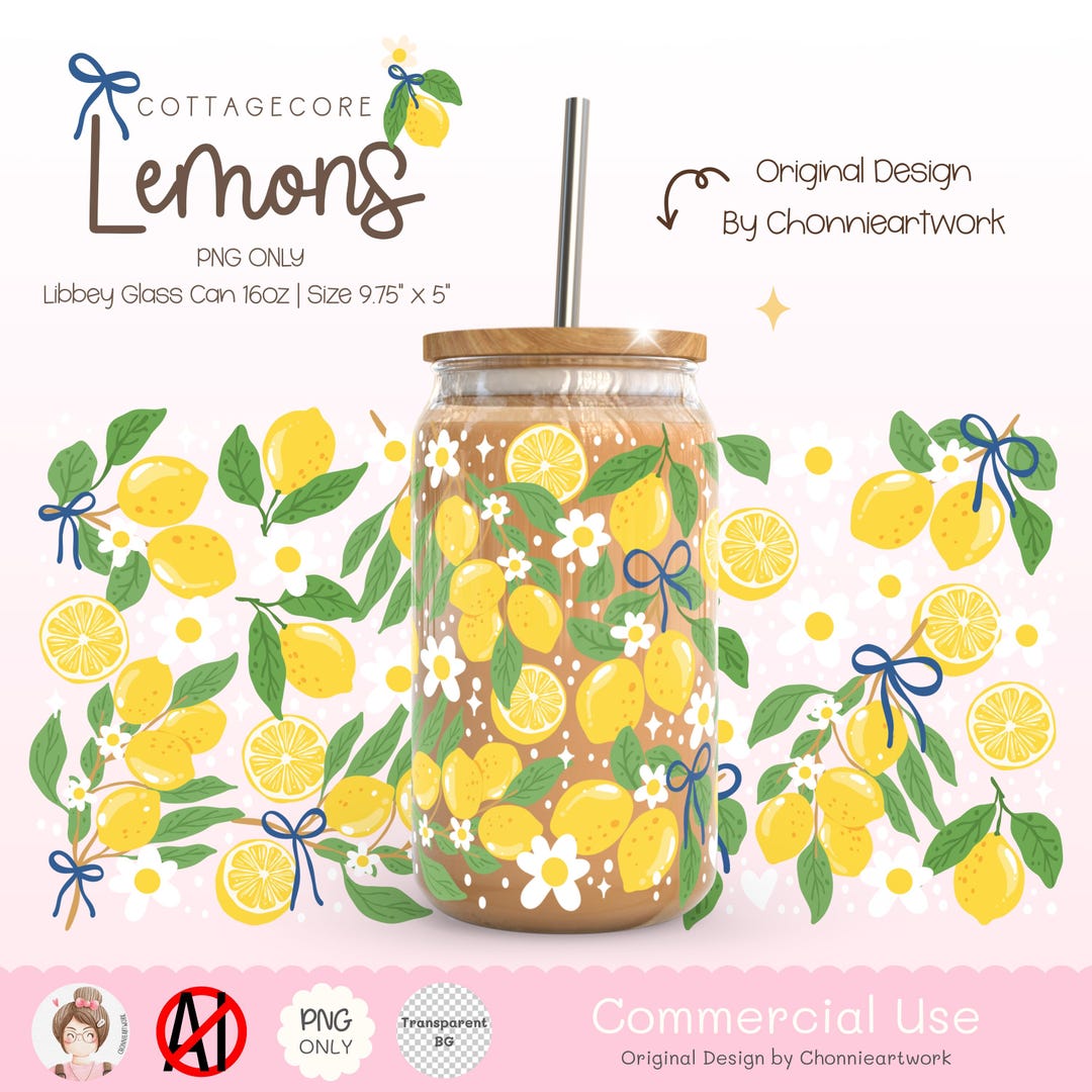 Cottagecore Lemons Cup Wrap, Coquette Lemon Cup Wrap, Lemon Aesthetics ...