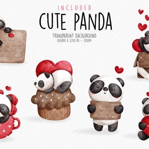 Valentine's Panda Clipart, Panda Clipart, Love Clipart, Valentine's Day ...
