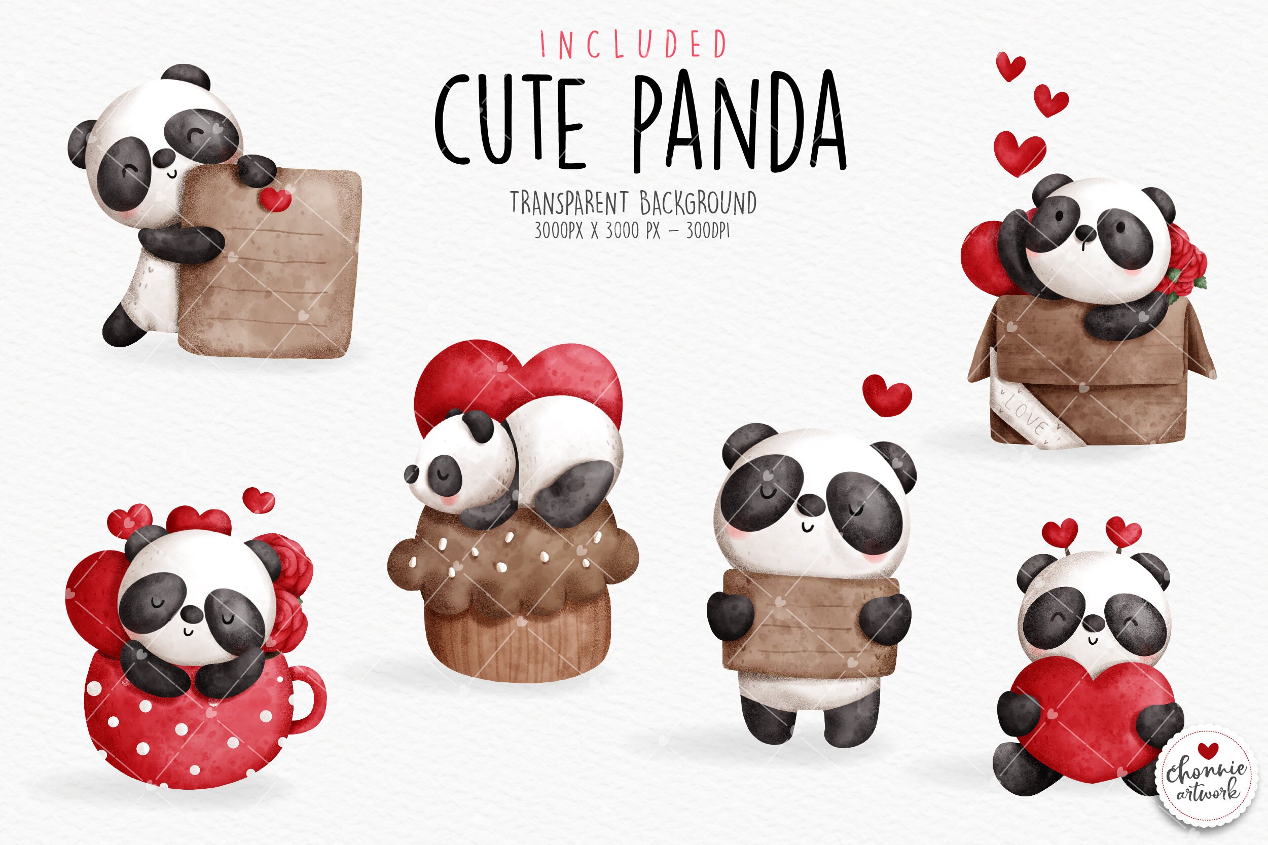 Valentine's Panda Clipart Panda Clipart Love Clipart - Etsy