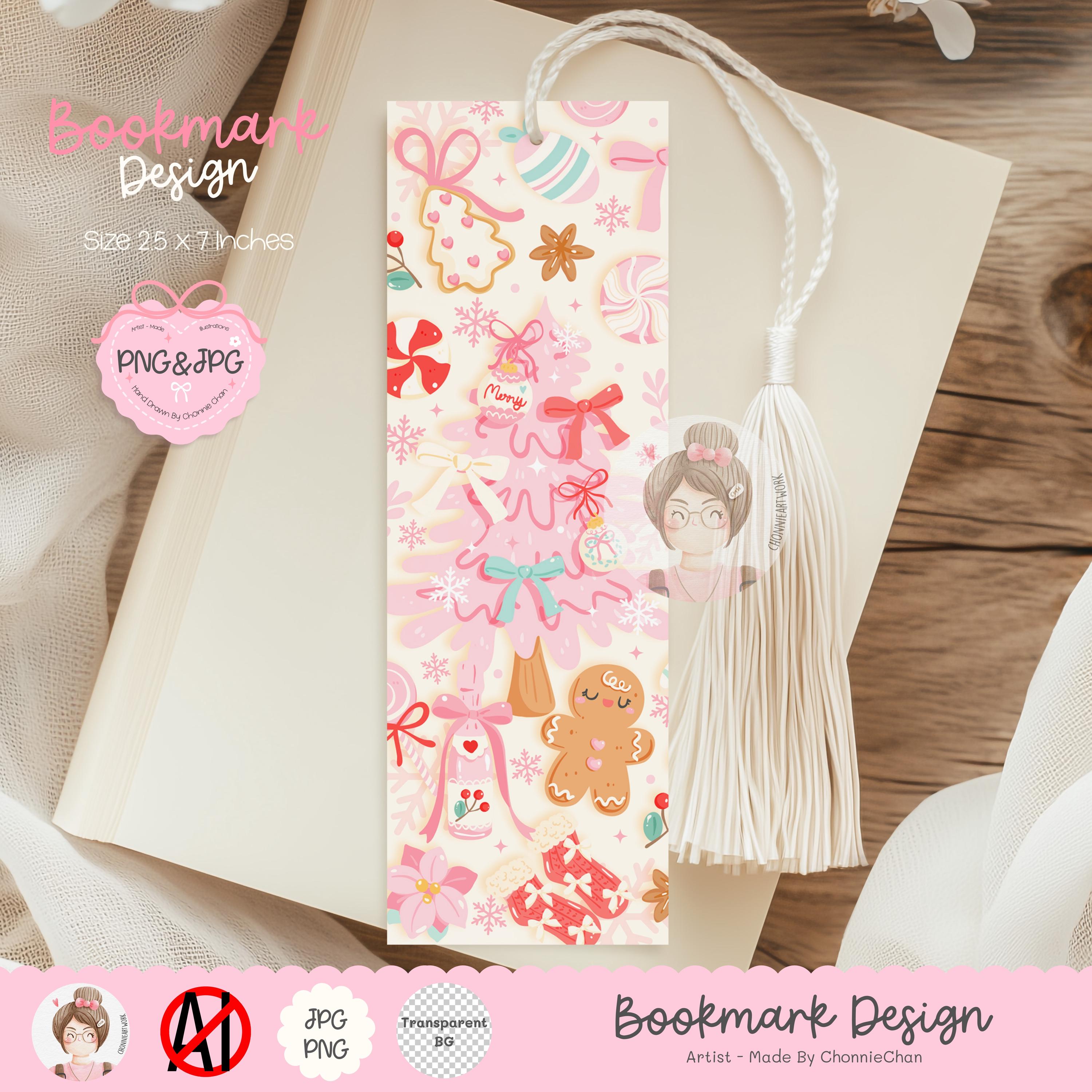 Christmas Bookmark Designs, Cute Christmas Bookmarks, Pink Christmas ...