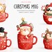 Christmas Mug Clipart, Christmas Animal Clipart, Animal Mug Clipart ...