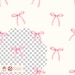Pink Coquette Ribbon Seamless Pattern, Cute Preppy Pink Ribbon Bow ...