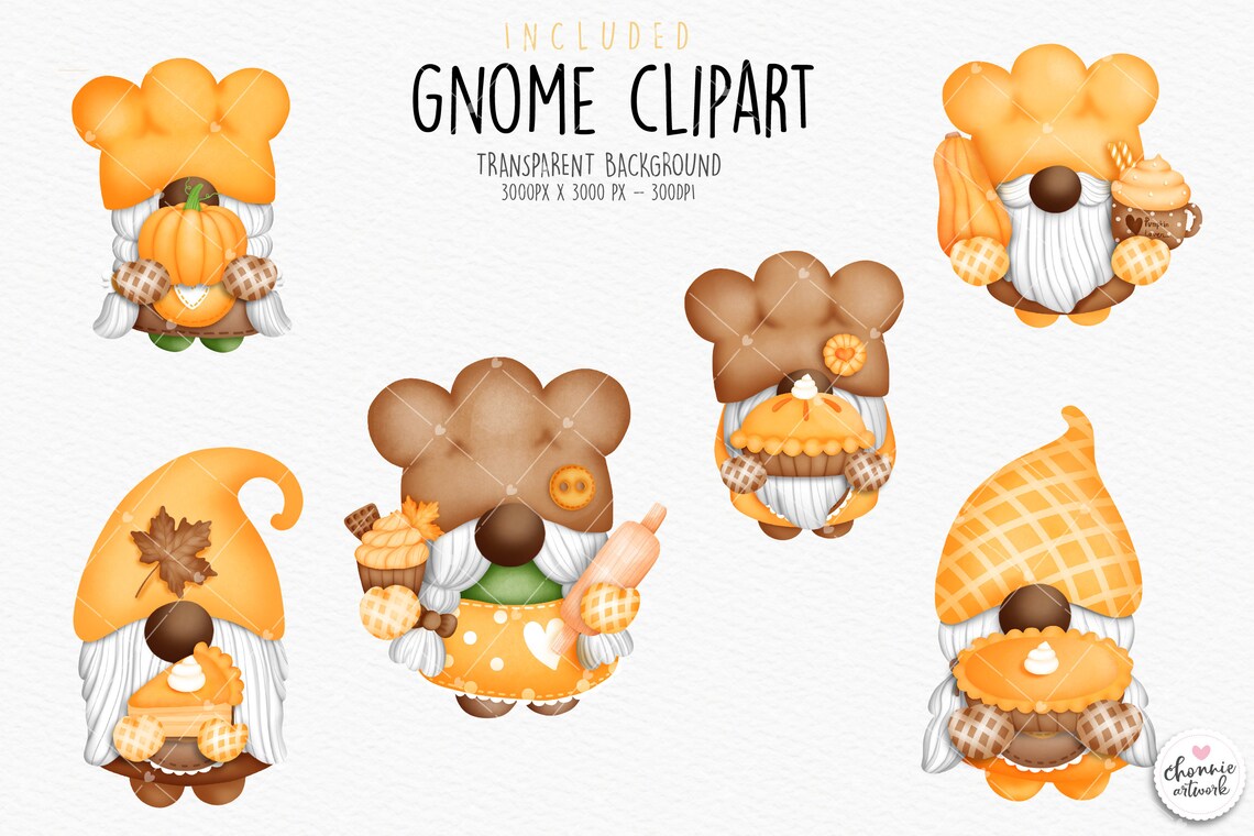 Pumpkin Pie Gnome Clipart Gnomes Pumpkin Pie Clipart Pumpkin - Etsy