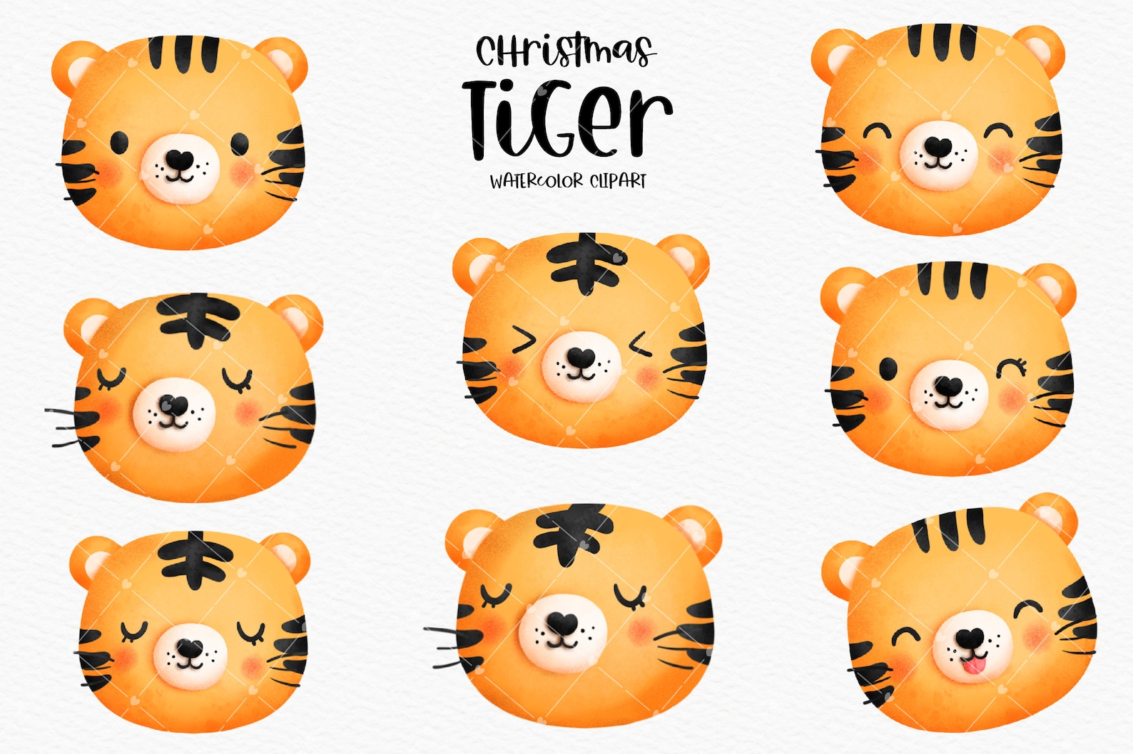 Christmas Tiger Clipart Year of the Tiger Christmas Clipart. - Etsy