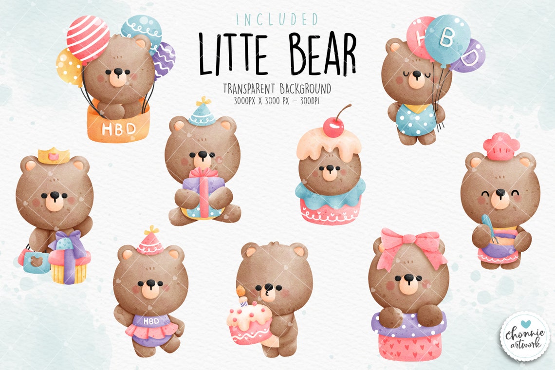 Little Bear Birthday Clipart Birthday Bear Clipart Baby - Etsy