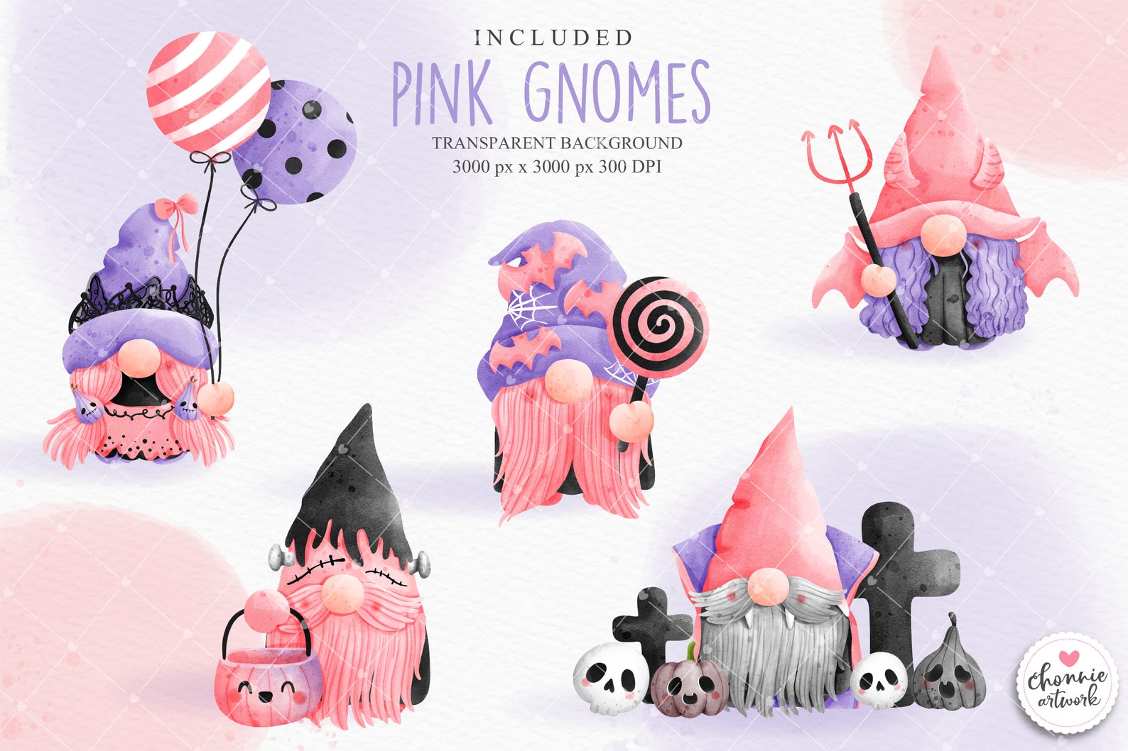 Pink Halloween Gnomes Clipart Pink Halloween Clipart Pink - Etsy