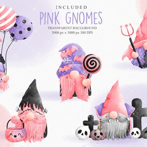 Pink Halloween Gnomes Clipart, Pink Halloween Clipart, Pink Gnome ...