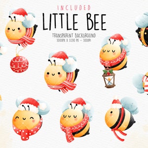 Christmas Clipart, Christmas Bee Clipart, Honey Bee Clipart, Bee ...