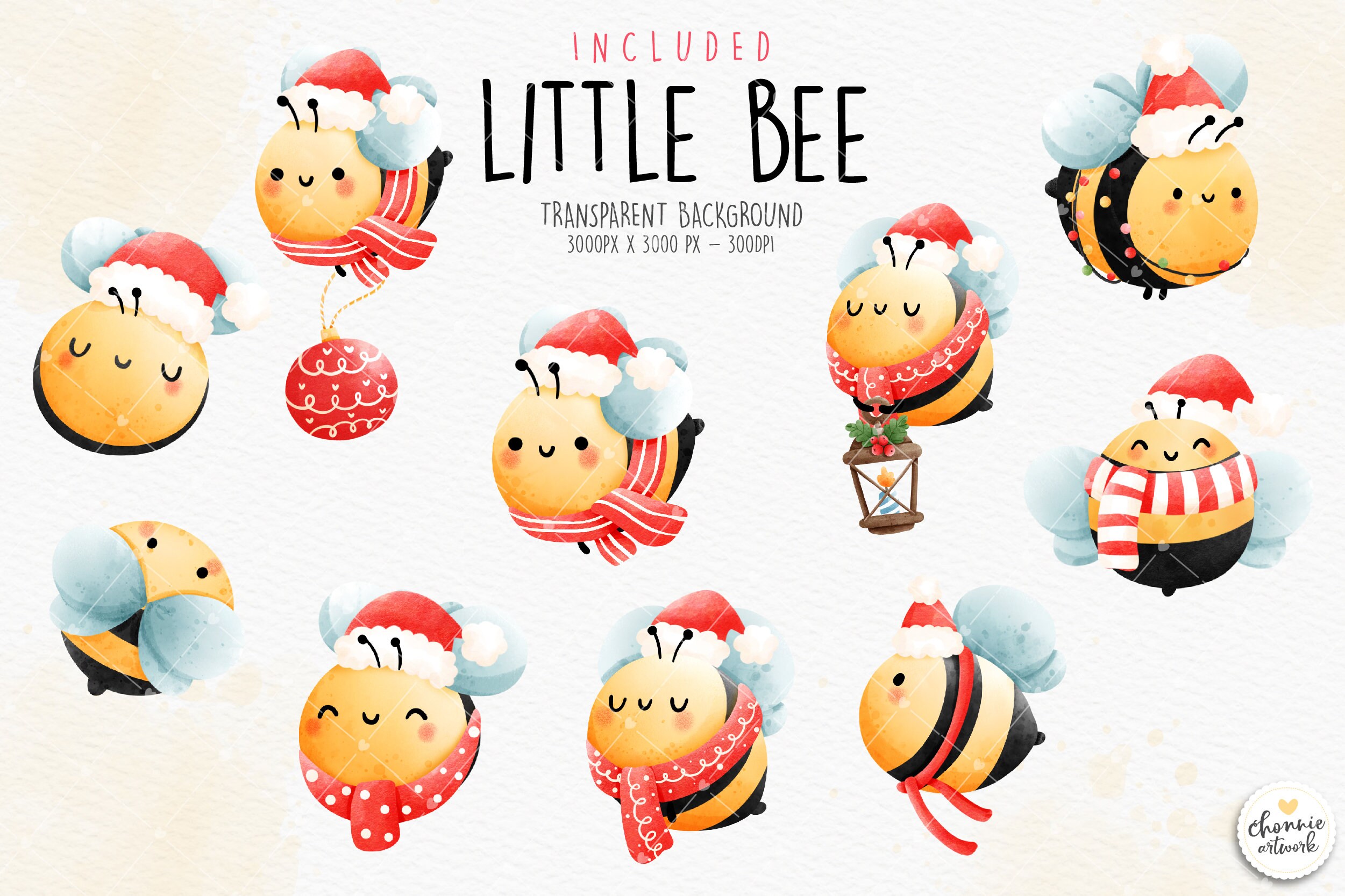 Christmas Clipart, Christmas Bee Clipart, Honey Bee Clipart, Bee ...