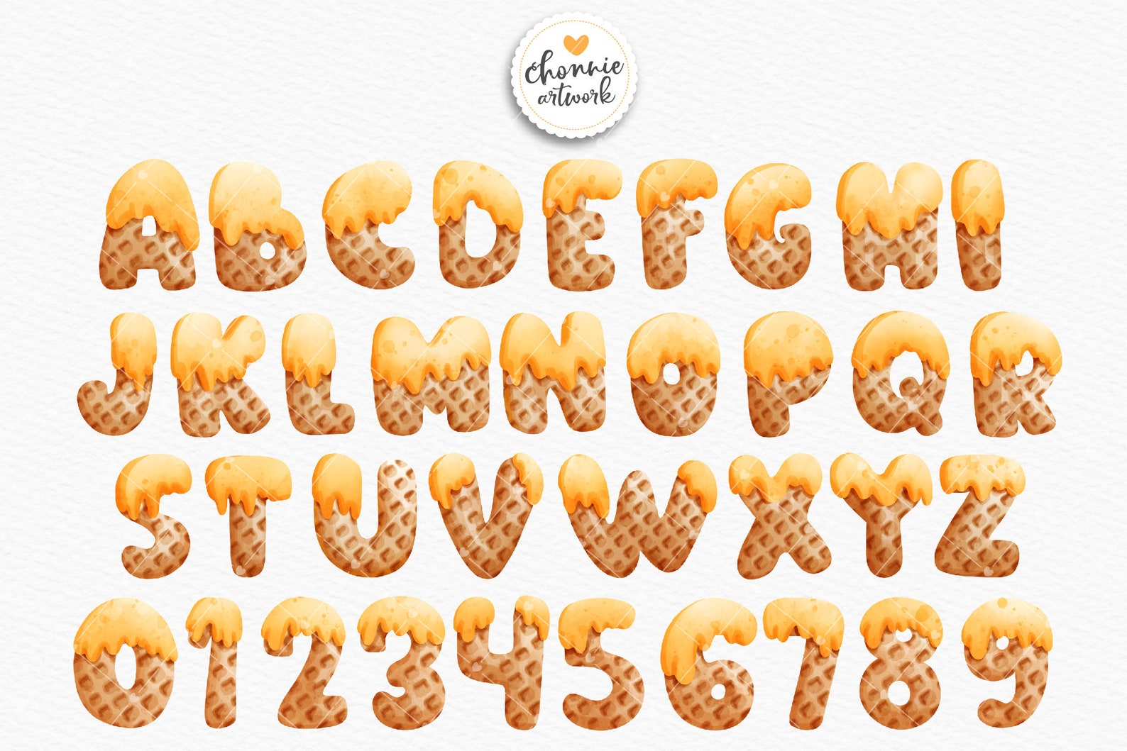 Honey Waffles Alphabets and Numbers Clipart Honey Alphabet - Etsy