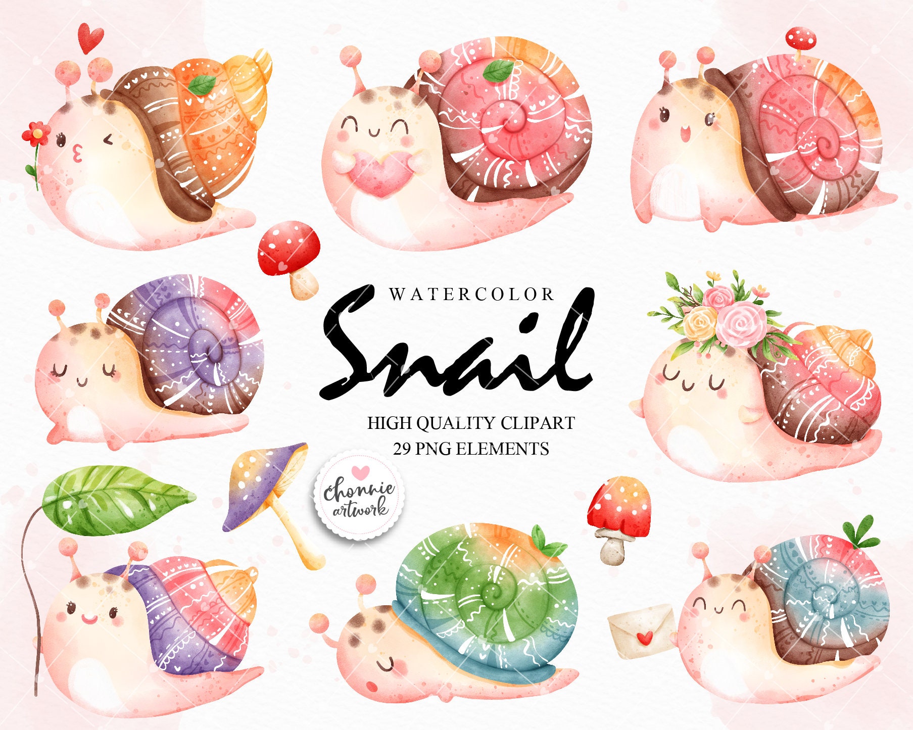 Cute Snail Clipart Watercolor Snail Clipart Snail Clipart - Etsy
