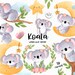 Baby Koala Clipart, Watercolor Little Animals Clipart, Baby Shower ...
